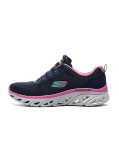 skechers women's, glide-step sport - fresh charm running shoe navy multi 8.5 m