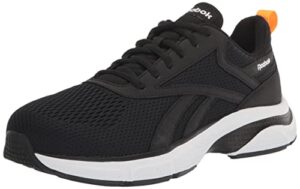 amazon essentials by reebok women's all day comfort slip-resistant alloy-toe safety athletic work shoe, black/gold/white, 8.5