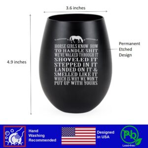 Valentines Day Gifts for Horse Mom, Horse Stemless Engraved Wine Glass, Horse Gift