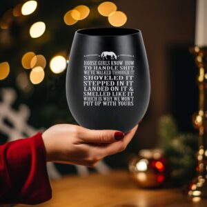 Valentines Day Gifts for Horse Mom, Horse Stemless Engraved Wine Glass, Horse Gift