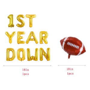 1st Year Down Banner,First Year Down Banner With Football Balloon, First Birthday,Football Theme Birthday Party,1st Year Down Football Party Decorations.