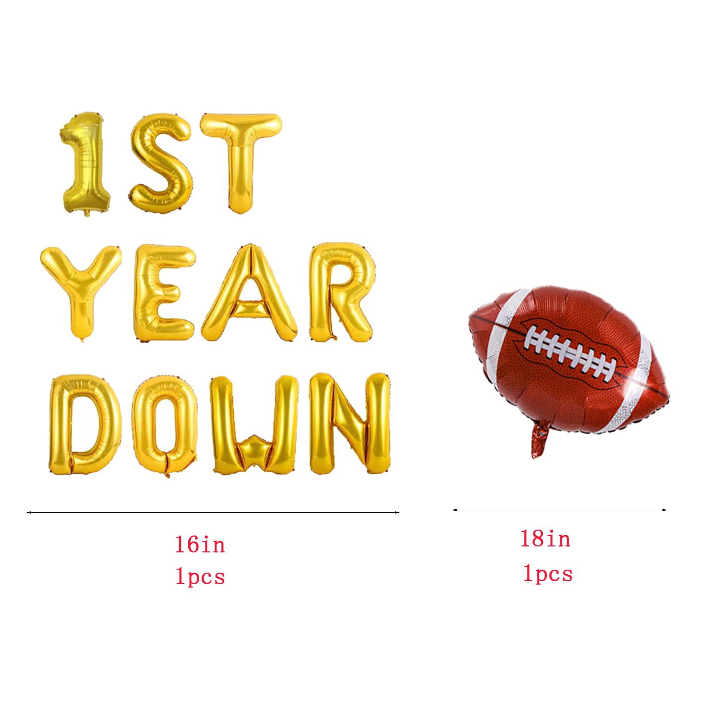 1st Year Down Banner,First Year Down Banner With Football Balloon, First Birthday,Football Theme Birthday Party,1st Year Down Football Party Decorations.