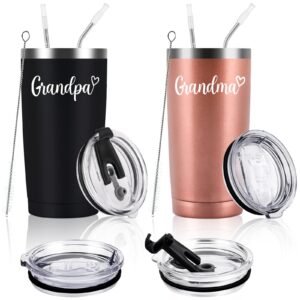 lifecapido grandparents gifts, grandma and grandpa stinless steel travel tumbler set, funny christams mothers day fathers day ideas for grandparents grandma grandpa from grandchildren grandkids, 20 oz