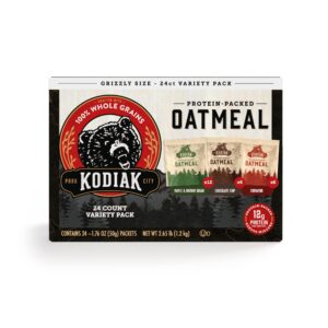 kodiak cakes instant oatmeal packets - high protein - 100% whole grains breakfast food - maple & brown sugar, cinnamon, & chocolate chip (24 packets)