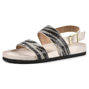 white mountain women's hesitant footbed sandal, tiger/multi, 9 m