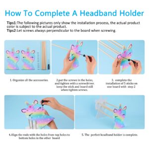 Basumee Girls Headband Holder Organizer Hair Hoop Headband Display Stand Unicorn Hairband Stand Organizer Headband Storage Home Room Decors for Girls, Rainbow