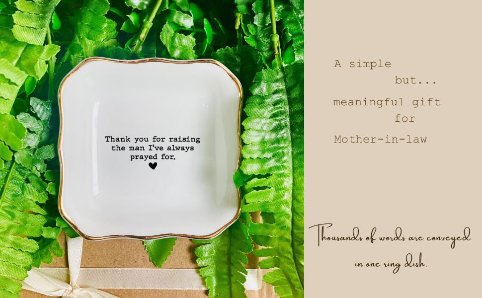 BAT TRANG Ceramic Jewelry Tray - Thank You For Raising The Man I've Always Prayed For Dish - Mother of The Groom Gifts From Bride - Mother In Law Gifts - Mother Of Groom Gifts