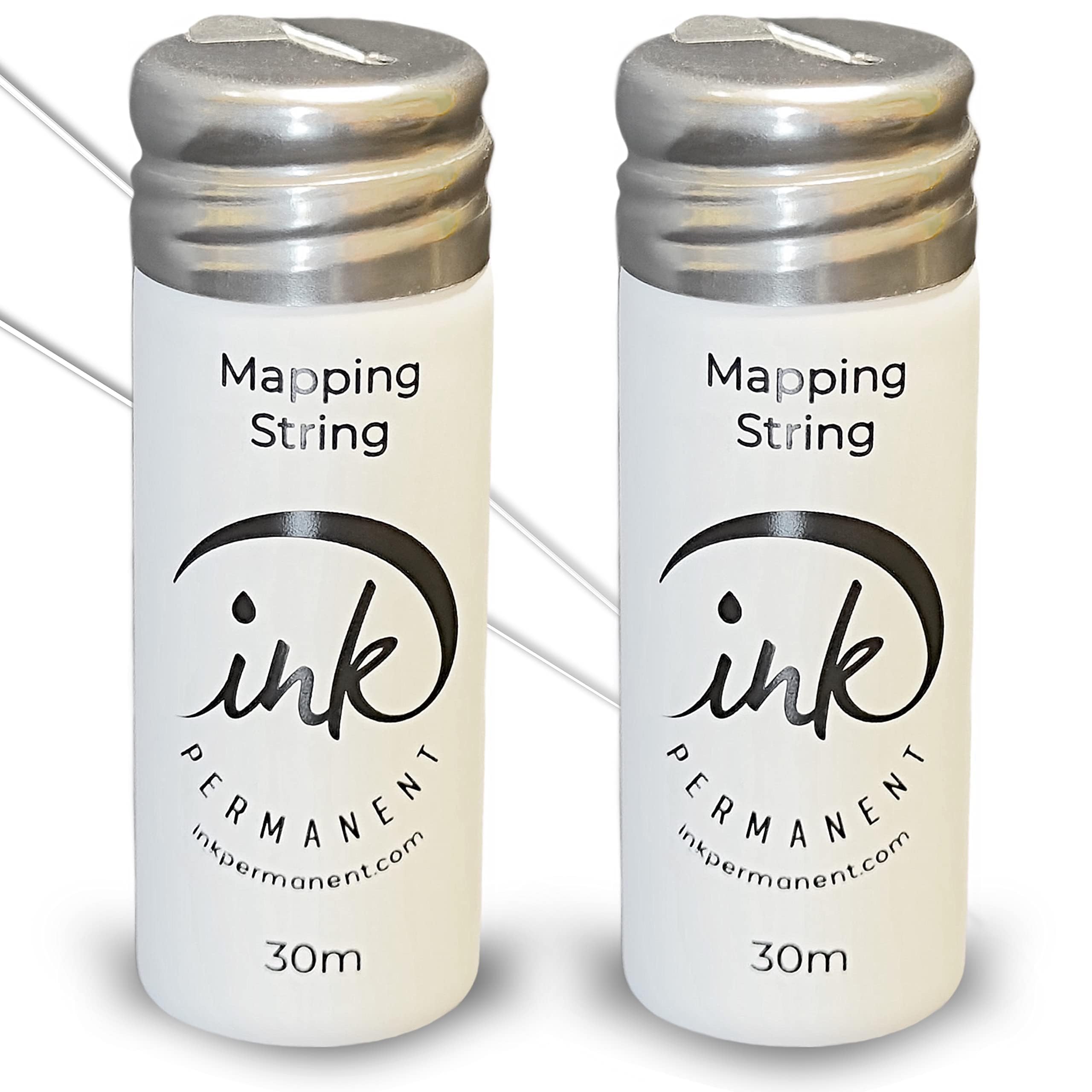 Ink Permanent White Brow Mapping String [2 X 100 Ft Bottles - 60 m] Pre-Inked Mapping String for Permanent Makeup and Microblading Supplies | Brow Mapping Kit | Mapping String for Brow Mapping