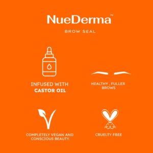 NueDerma - Brow Seal with Castor Oil - Clear Eyebrow Gel, Brow Wax, Waterproof Eyebrow Makeup, Brow Styling Wax for Feathered & Fluffy Brows - 1 OZ