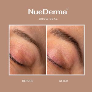 NueDerma - Brow Seal with Castor Oil - Clear Eyebrow Gel, Brow Wax, Waterproof Eyebrow Makeup, Brow Styling Wax for Feathered & Fluffy Brows - 1 OZ