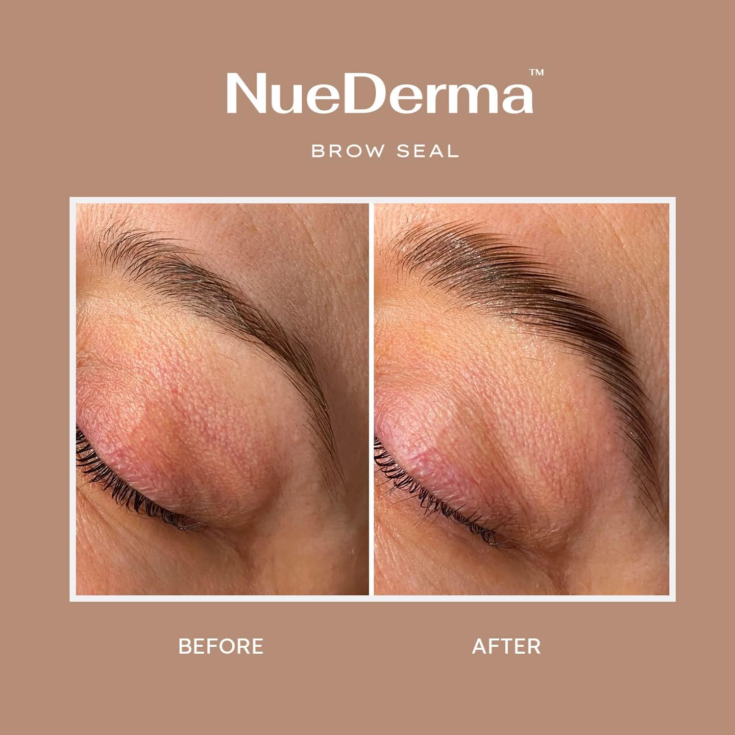 NueDerma - Brow Seal with Castor Oil - Clear Eyebrow Gel, Brow Wax, Waterproof Eyebrow Makeup, Brow Styling Wax for Feathered & Fluffy Brows - 1 OZ