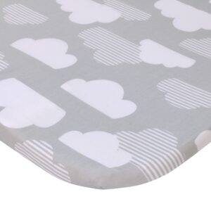 skip hop cozy-up 2-in-1 bedside sleeper grey and white clouds 100% cotton fitted bassinet sheet