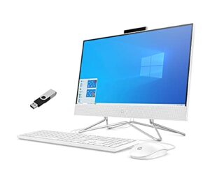 hp 2022 newest 22-inch fhd all-in-one desktop computer - dual-core amd athlon silver 3050u - 8gb ddr4 ram-256gb ssd - wifi bluetooth - windows 11 pro - snow white w/ 32gb usb drive