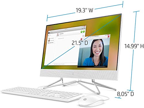 HP 2022 Newest 22-inch FHD All-in-One Desktop Computer - Dual-Core AMD Athlon Silver 3050U - 8GB DDR4 RAM-256GB SSD - WiFi Bluetooth - Windows 11 Pro - Snow White w/ 32GB USB Drive