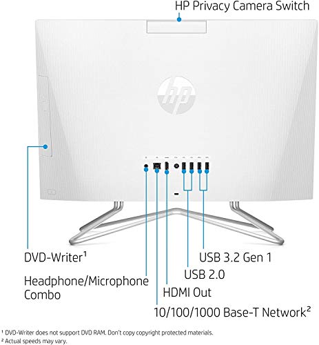 HP 2022 Newest 22-inch FHD All-in-One Desktop Computer - Dual-Core AMD Athlon Silver 3050U - 8GB DDR4 RAM-256GB SSD - WiFi Bluetooth - Windows 11 Pro - Snow White w/ 32GB USB Drive