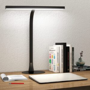 novolido led desk lamp, 15.7" wide modern architect desk light for home office, 10w bright tall flexible task lamp for piano, monitor, workbench, 3 color modes & 30 brightness, 1000lm (black)