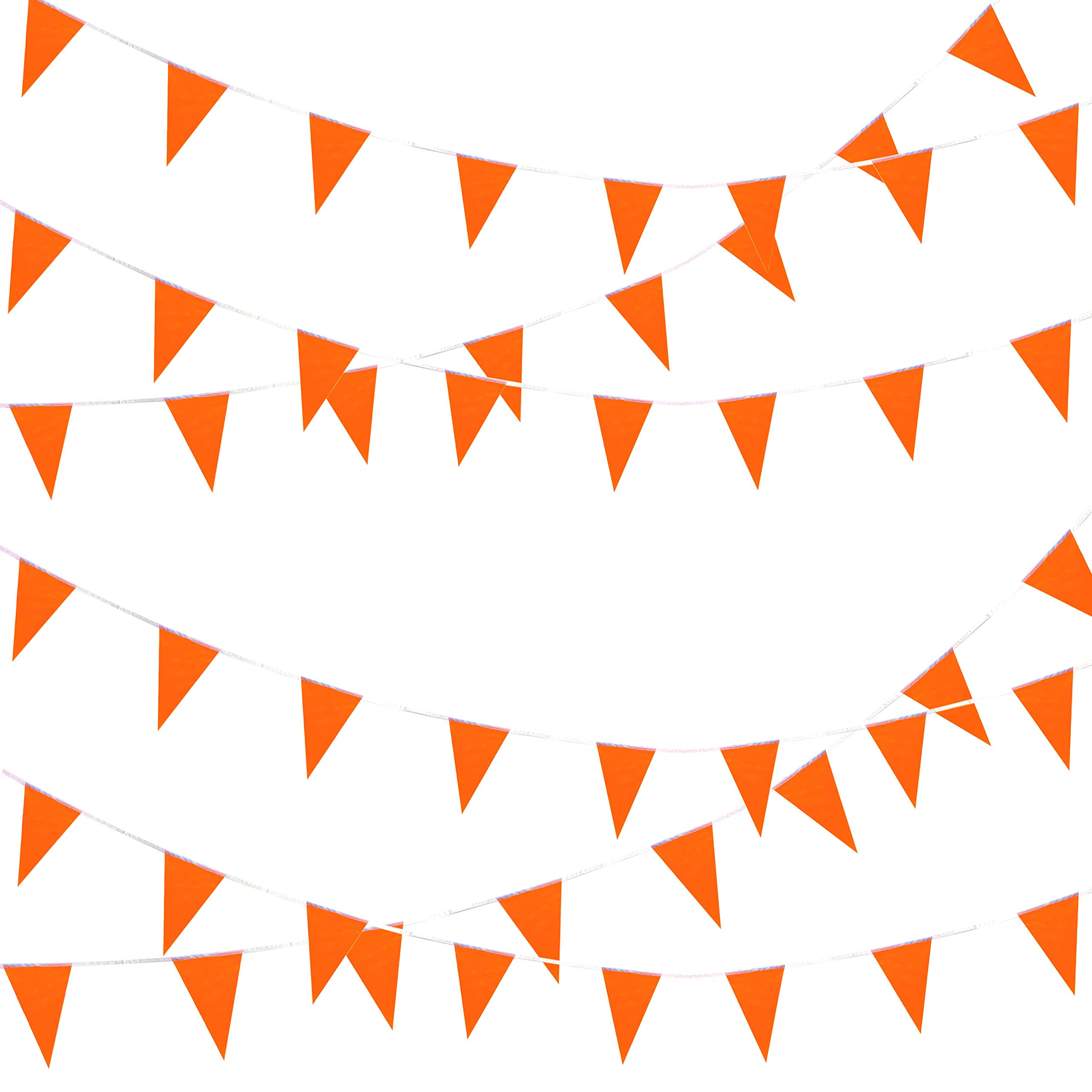 WEITBF 50ft 30pcs Orange Pennant Banners Flags String Triangle DIY Bunting Flags,Party Decorations for Grand Opening,Kids Birthday,Festival Celebration