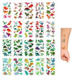 savita 20 sheets kids temporary tattoos, luminous dinosaur tattoo stickers waterproof cartoon fake tattoos for kids toddlers boys dinosaur birthday party favors supplies