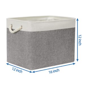 Temary Fabric Baskets Set of 6 Small Storage Baskets Bundled with Set of 2 Large Baskets(White&Grey, 11.8Lx7.9Wx5.3H Inches, 16Lx12Wx12H inches)