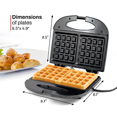 Elite Gourmet EWM-2207# Electric Non-Stick Belgian Waffle Maker Iron, Breakfast, Sandwiches, Snacks, Burgers and more, 2-Slice, Black