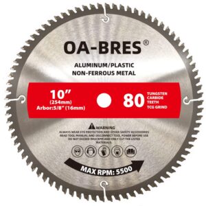 10 inch 80t aluminum non-ferrous metal saw blade with 5/8-inch arbor, upgrade tcg grind