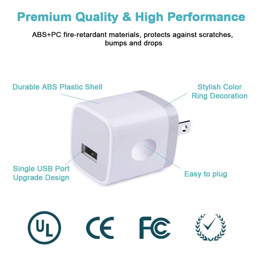 USB Wall Charger, Charger Block, 3-Pack Charging Cube 1A/5V One-Port Charging Block Charger Box for iPhone 15 14 13 12 11 Pro Max, SE,XR/XS/X,8/7/6, iPad,Samsung Galaxy S24 S23 A15,Note 20,LG,Pixel 8