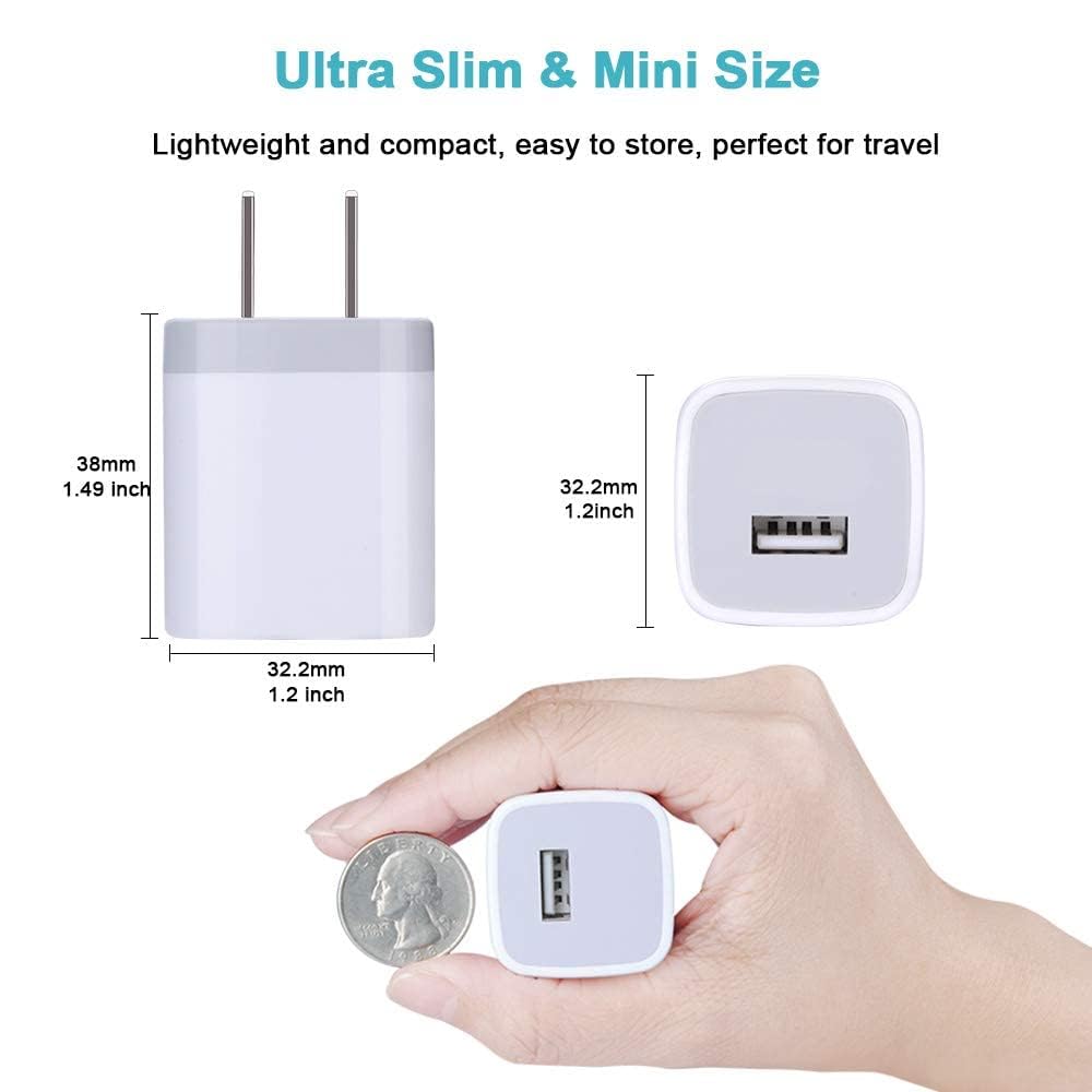 USB Wall Charger, Charger Block, 3-Pack Charging Cube 1A/5V One-Port Charging Block Charger Box for iPhone 15 14 13 12 11 Pro Max, SE,XR/XS/X,8/7/6, iPad,Samsung Galaxy S24 S23 A15,Note 20,LG,Pixel 8