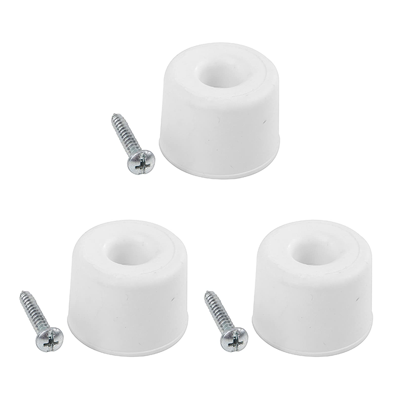 FASTENER TREE 3 Pack Door Stoppers Wall Protector, White Rubber Floor Mount Door Stop for Home, Office, School 1.5"