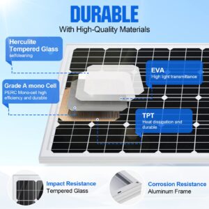 ECO-WORTHY 195 Watt 12 Volt Monocrystalline Solar Panel Module Off Grid PV Power for Battery Charging, Boat, Caravan, RV