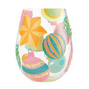 Enesco Designs by Lolita Holiday Eye Candy Hand-Painted Artisan Stemless Wine Glass, 20 Ounce, Multicolor