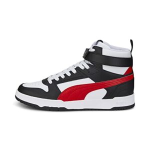 puma mens rbd game sneaker, puma white-high risk red-puma black-puma team gold, 11 us