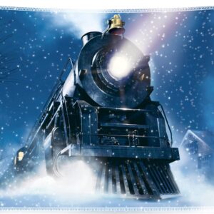 TURKIO Fabric Winter Night Train Photography Backdrop No Wrinkles Wonderland Railway Polar Express Background Snowflake Portrait Photobooth Banner Party Decor Photo Studio Props 7x5ft