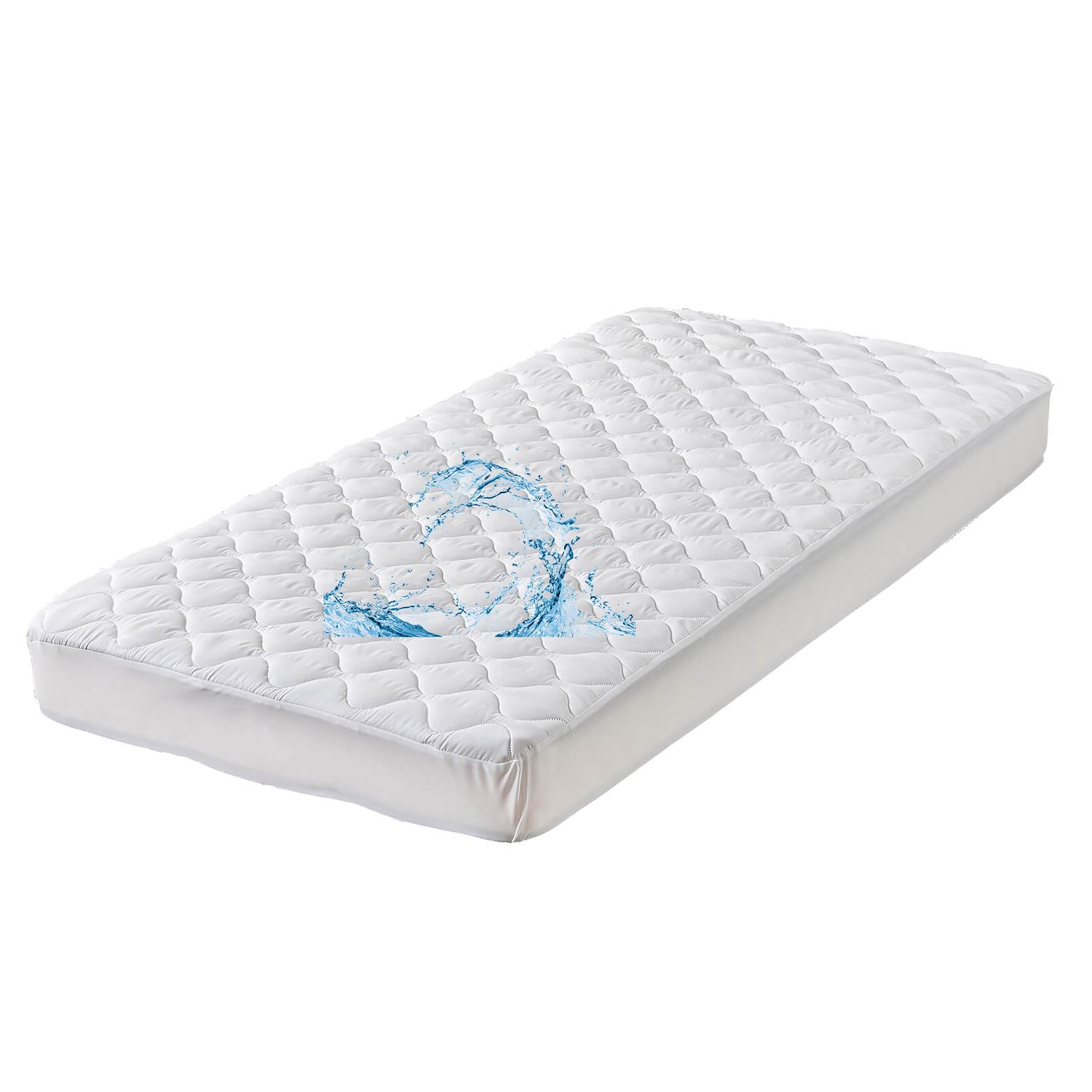 Waterproof Quilted RV Bunk Mattress Protector Pad for 30 x 75 Narrow Twin Camper Bed Padded Cot Size Matress Cover with Elastic Skirt White