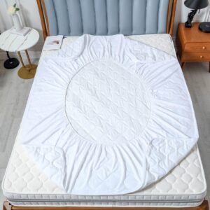 Waterproof Quilted RV Bunk Mattress Protector Pad for 30 x 75 Narrow Twin Camper Bed Padded Cot Size Matress Cover with Elastic Skirt White