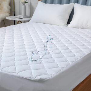 Waterproof Quilted RV Bunk Mattress Protector Pad for 30 x 75 Narrow Twin Camper Bed Padded Cot Size Matress Cover with Elastic Skirt White