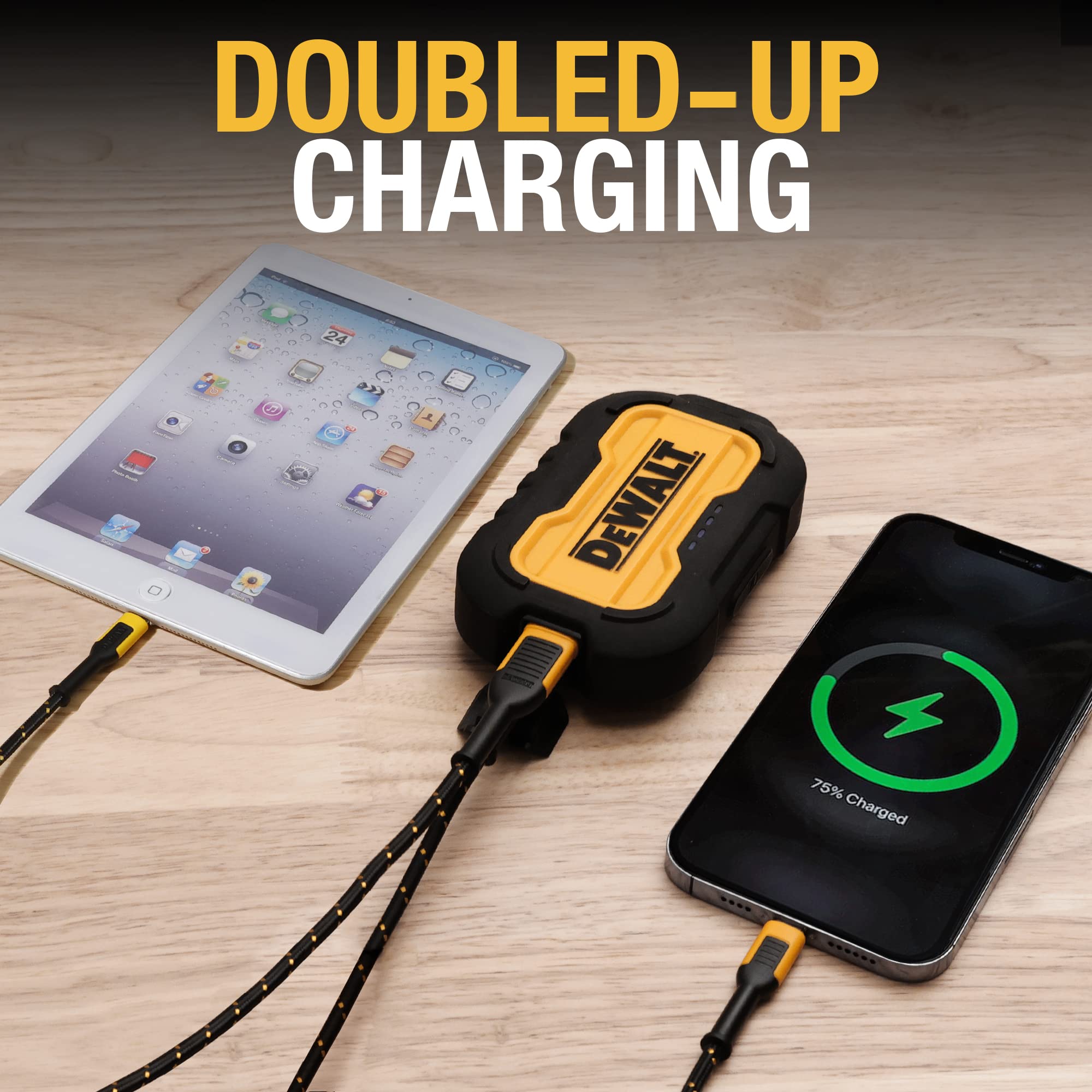 DEWALT 10,000mAh Powerbank — 10K Small Portable Charger Power Bank — Portable Battery Charger — Durable Slim Power Bank Battery Pack — Power Bank Fast Charging USB C iPhone Portable Charger Android