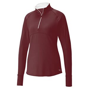 puma golf women's w gamer 1/4 zip, zinfandel, m