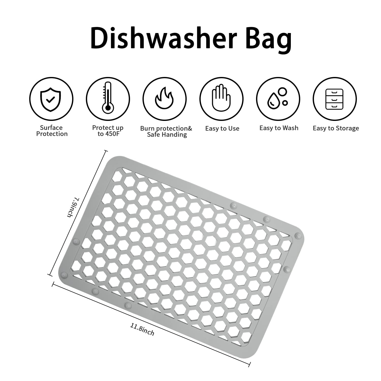 REVEX Baby Bottles Dishwasher Bag,11.8" x 7.9"Large Silicone Dishwasher Bag for Small Items, Suitable for Bottle Accessories and Pacifier. (Grey)