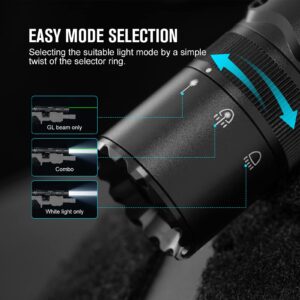 OLIGHT Odin GL M 1500 Lumens MLOK Mount Rechargeable Tactical Flashlight with Green Beam and White LED Combo, Removable Slide Rail Mount and Dual-Button Remote Pressure Switch (Black)