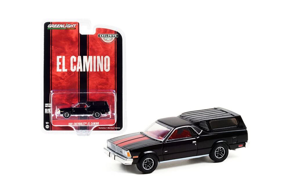 1981 Chevy El Camino with Camper Shell, Black - Greenlight 30310/48-1/64 Scale Diecast Model Toy Car