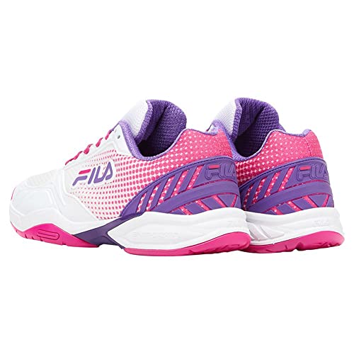 Fila Women’s Volley Zone Pickleball Shoes, White/Pink Glo/Electric Purple (US Women's Size 10)