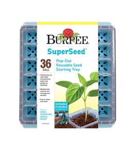 burpee superseed seed starting tray | 36 cell reusable seed starter tray | for starting vegetable, flower & herb seeds | indoor grow kit for plant seedlings | for germination success