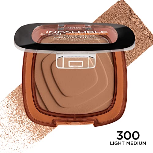 L'Oreal Paris Infallible Up to 24H Fresh Wear Soft Matte Longwear Bronzer. Waterproof, heatproof, Transfer, humidity and sweatproof, Light Medium, 0.31 oz