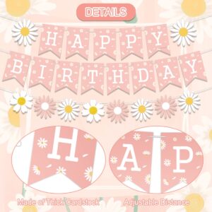 Daisy Flower Birthday Party Decorations, Daisy Happy Birthday Banner Daisy Flower Birthday Cake Cupcake Toppers for Hippie Themed Daisy Party Girl Baby Shower Birthday Boho Daisy Birthday Supplies