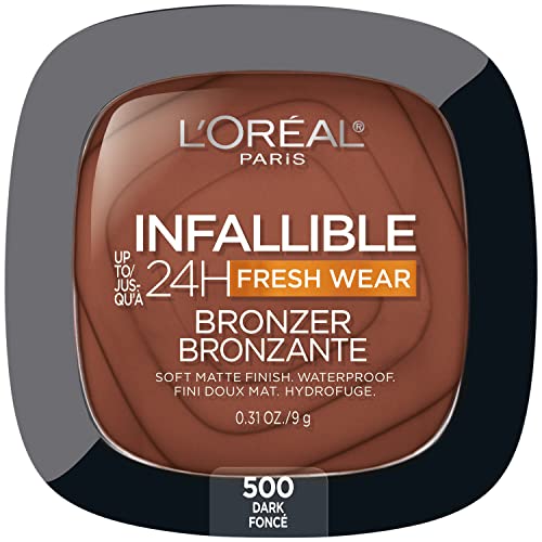 L'Oreal Paris Infallible Up to 24H Fresh Wear Soft Matte Longwear Bronzer. Waterproof, heatproof, Transfer, humidity and sweatproof, Dark, 0.31 oz