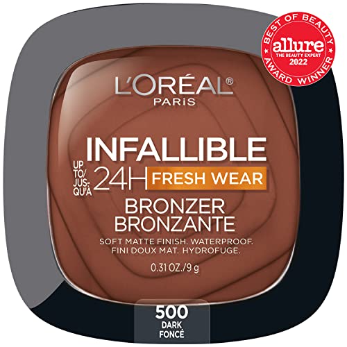 L'Oreal Paris Infallible Up to 24H Fresh Wear Soft Matte Longwear Bronzer. Waterproof, heatproof, Transfer, humidity and sweatproof, Dark, 0.31 oz