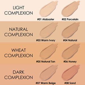 FOCALLURE 2 Pcs Liquid Foundation, Skin Evolution Foundation + Concealer, Full Coverage Foundation Makeup, Durable, Waterproof, Oil-Control, Hides Wrinkles & Lines, Warm Ivory