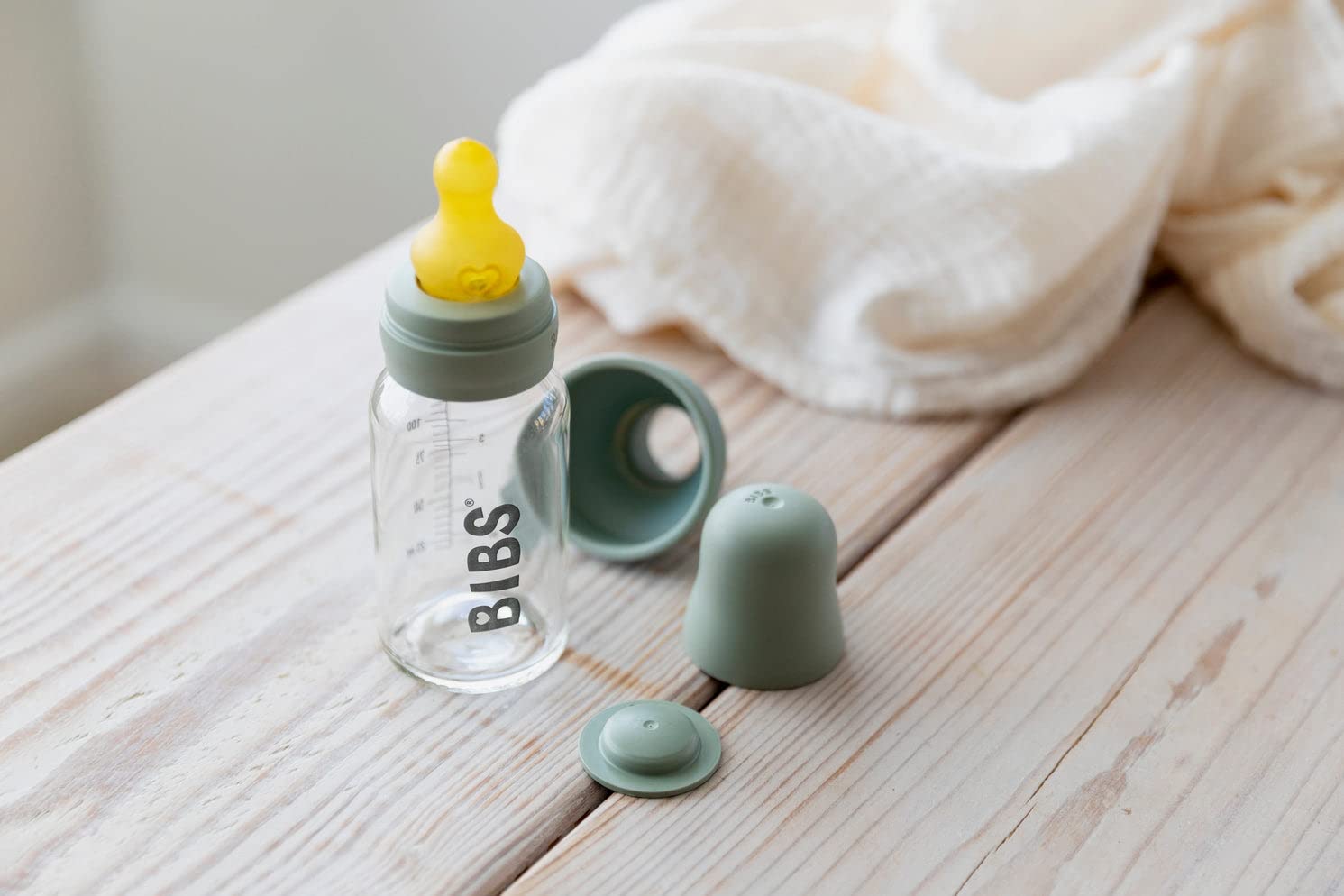 BIBS Glass Bottle - Part of Set. Mix and Match with BIBS Colorful Bottle Kits., 225 ml, Single Glass Bottle