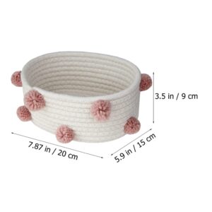 Cotton Rope Basket Storage Bin: Cotton Storage Baskets Woven Blanket Baskets with Pompom Round Storage Organizer for Dirty Clothes Pet Kids Small Items Storage 30X23CM