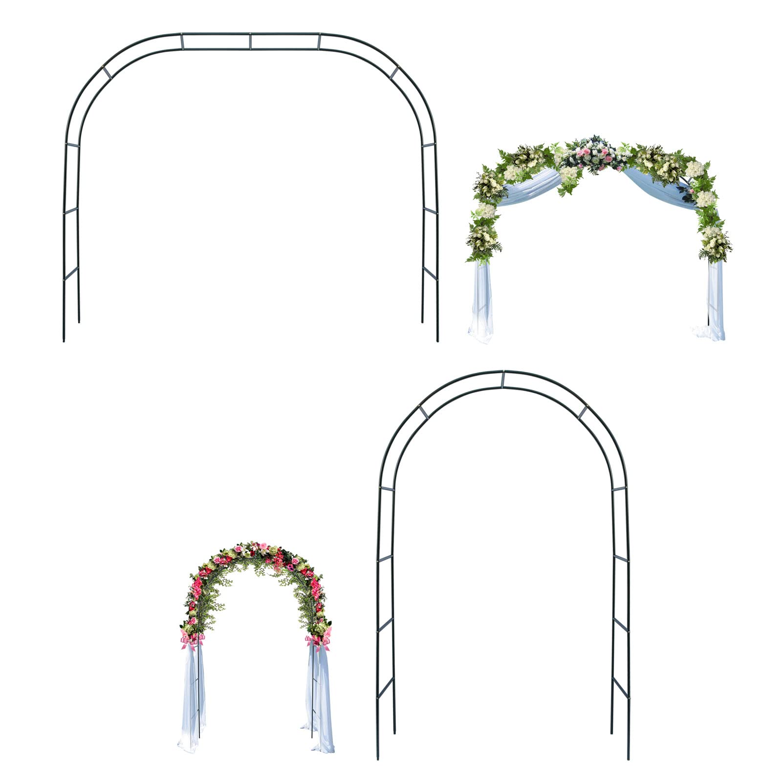 YardGrow Reconfigurable Metal Wedding Arch Garden Arbor Pergola for Indoor/Outdoor Garden Climbing Plants Vines (90.5" W x 15" D x 74.8" H)